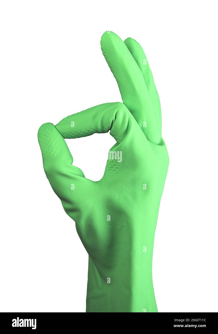 Hand in rubber glove showing OK sign, okay, approval symbol with ...