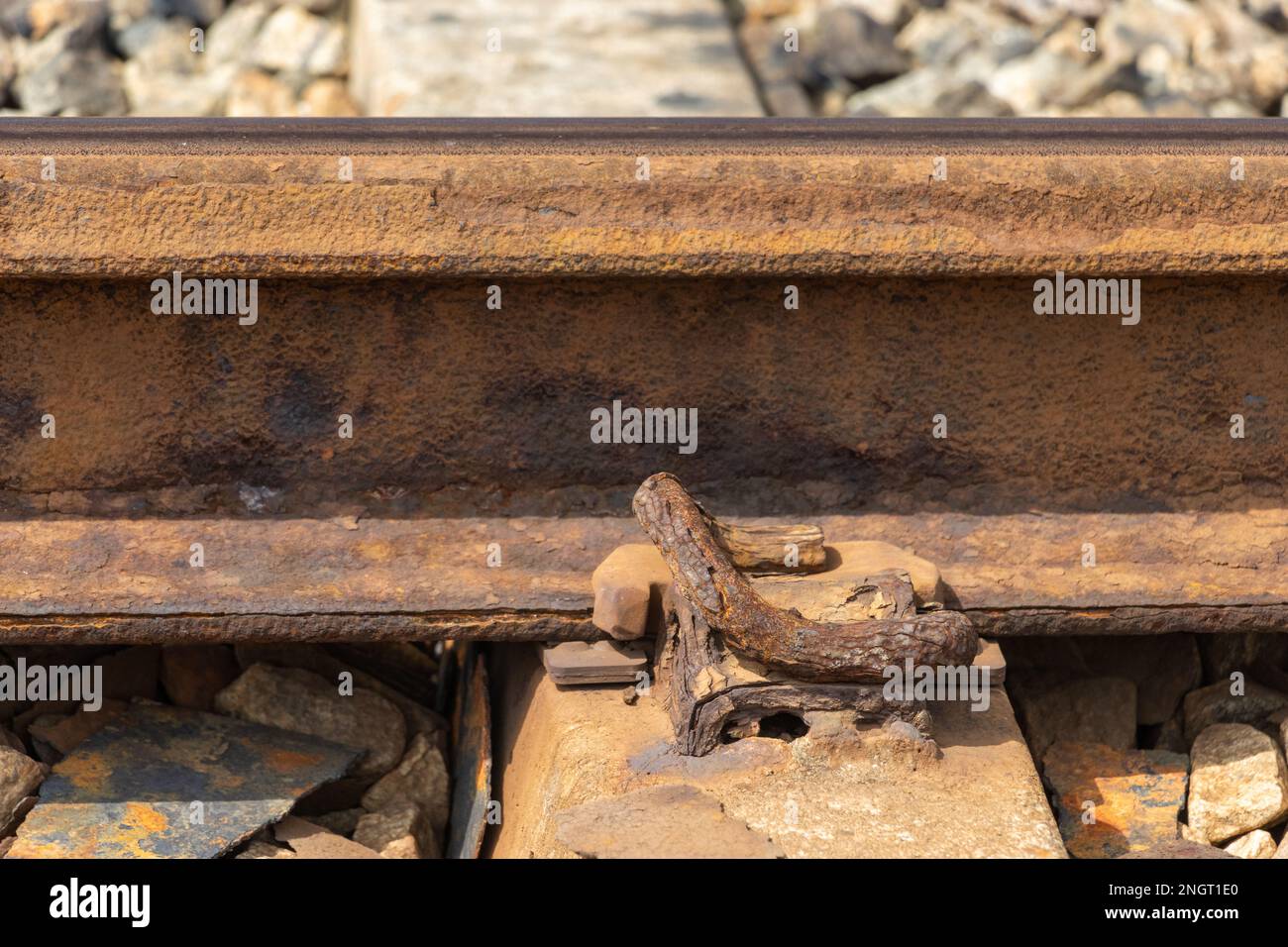 Rusty traintrack and bolts still in use along the coast of Sri Lanka ...