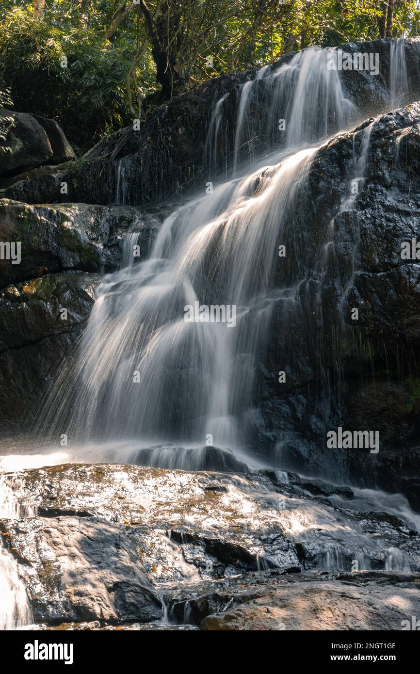 Long exposure, Dunumala waterfall near Negombo in Sri Lanka Stock Photo ...