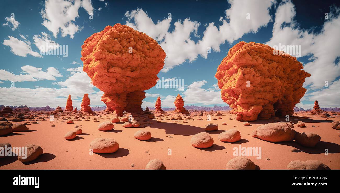 Fantastic Sci-fi landscape desert on sunny day. desert with amazing ...