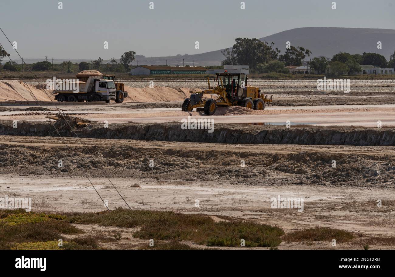 Velddrif, west coast South Africa. 2023. Salt lakes machinery working ...
