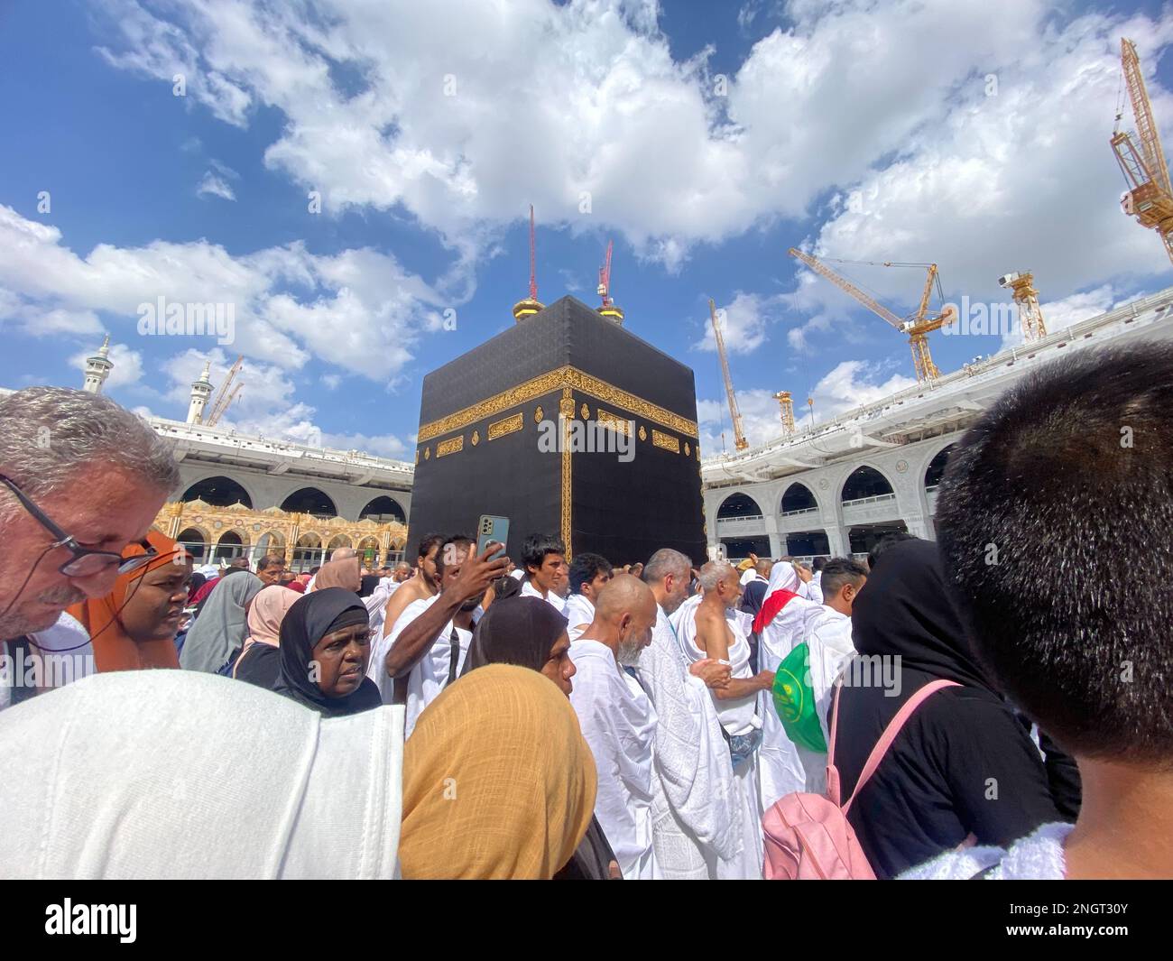 Muslim Pilgrims at The Kaaba in The Haram Mosque of Mecca , Saudi ...