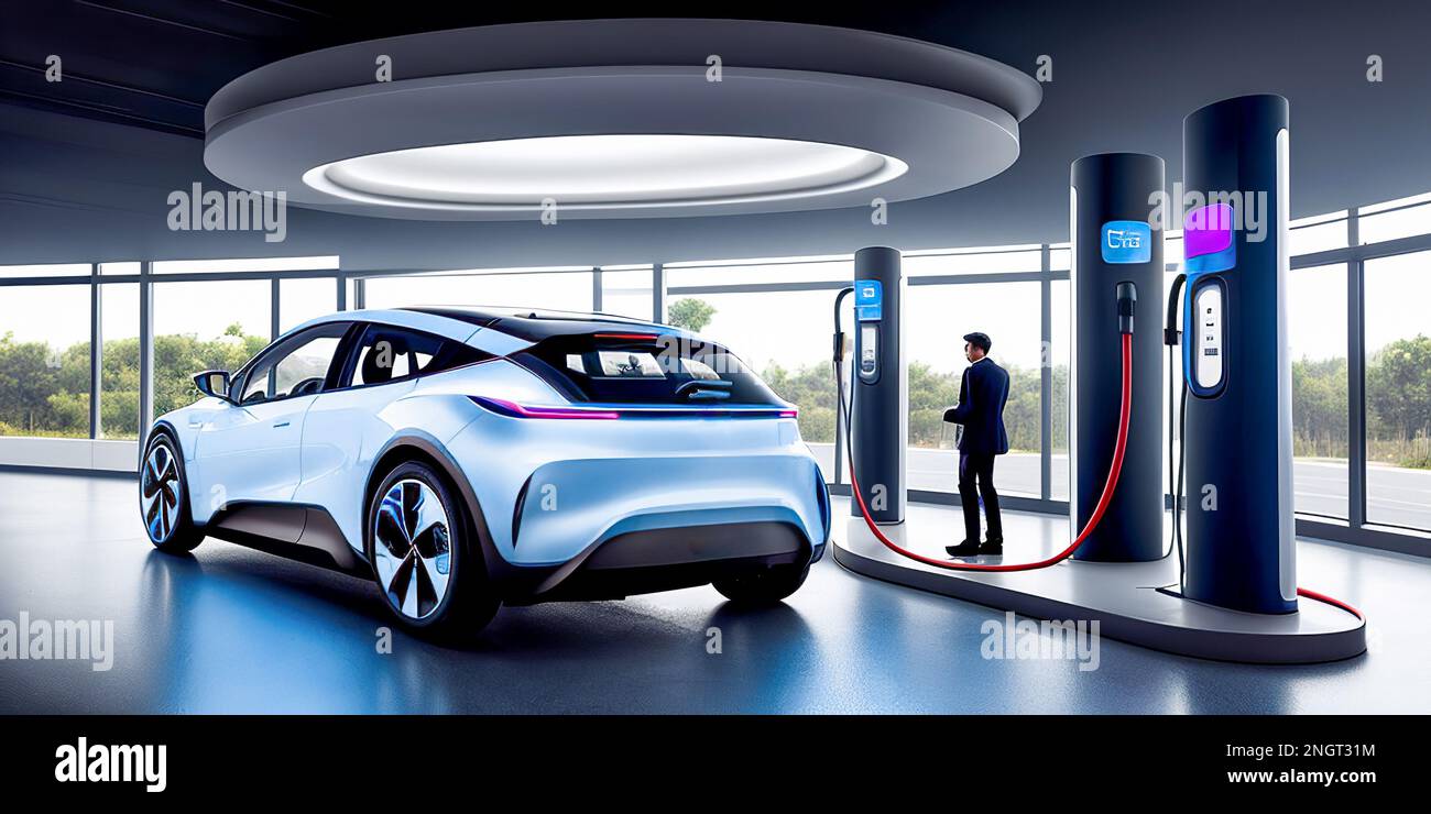 electric charging car. EV charging station for electric car in concept ...