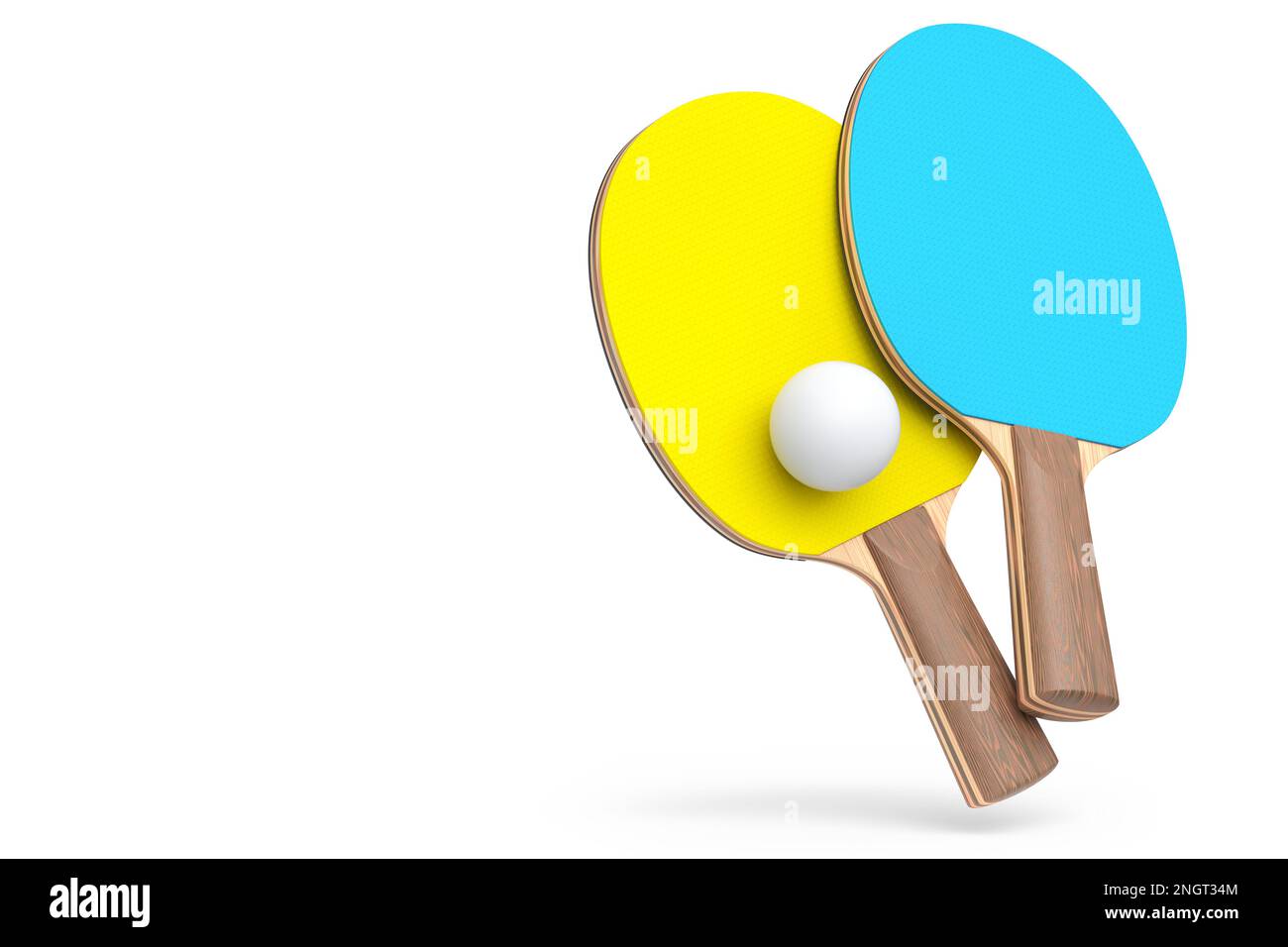 Pair of ping pong rackets for table tennis with ball isolated on white ...