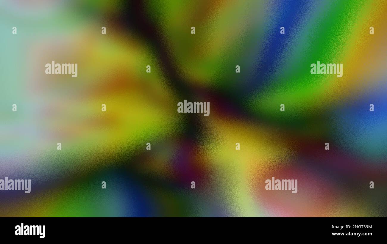 An abstract blurry colored background with a grainy texture overlay ...
