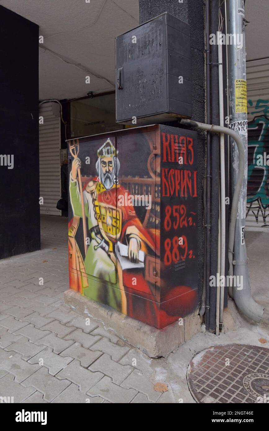 Graffiti street art with an image of a priest in Sofia, Bulgaria Stock ...