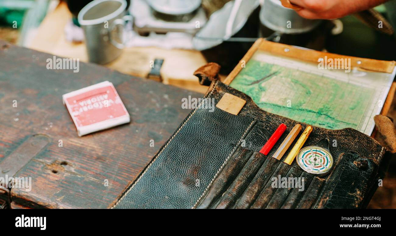 World War II German wehrmacht Soldier officer Commander packing tablet ...