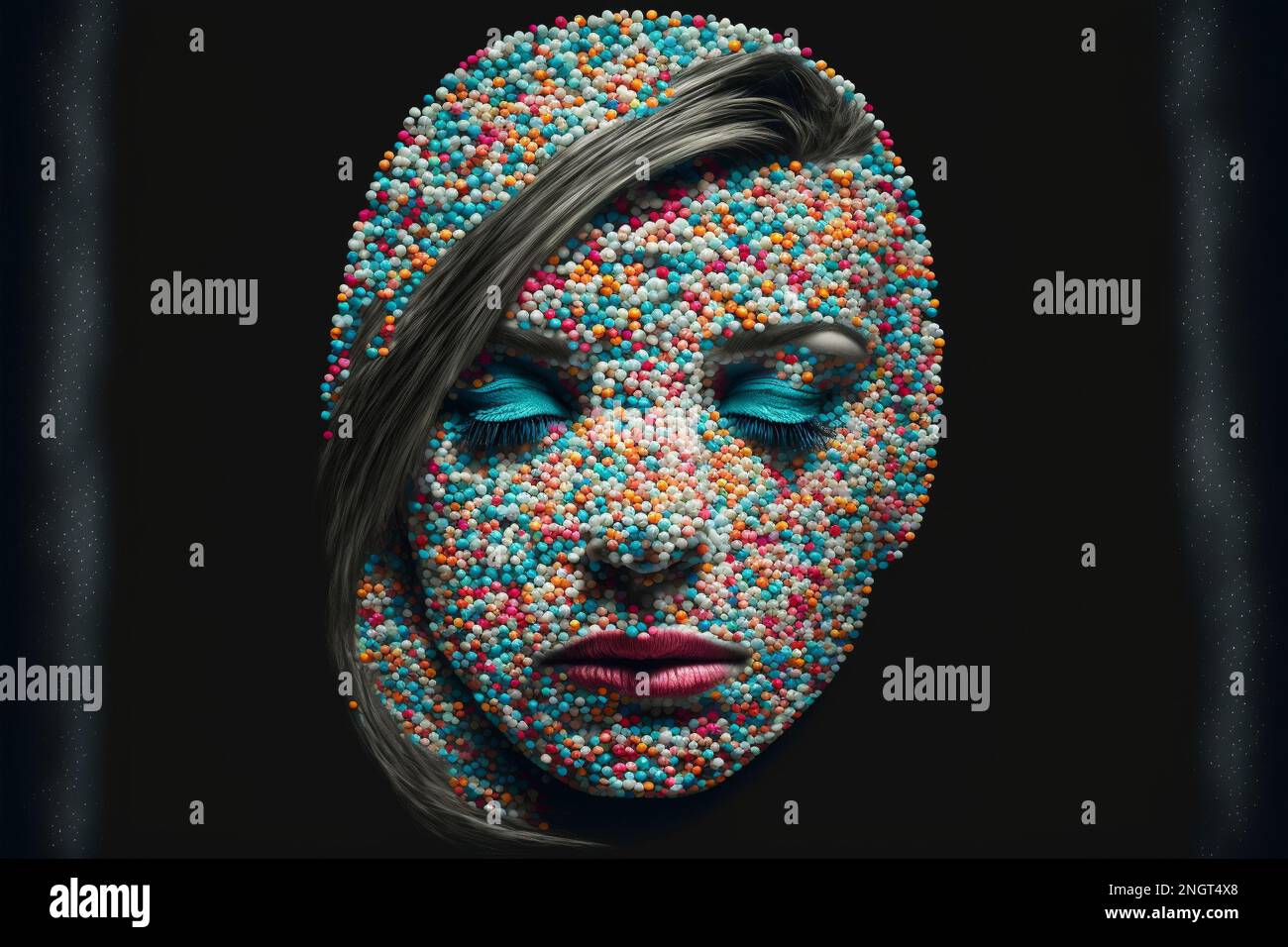 Concept of substance addiction with a central image depicting turmoil ...