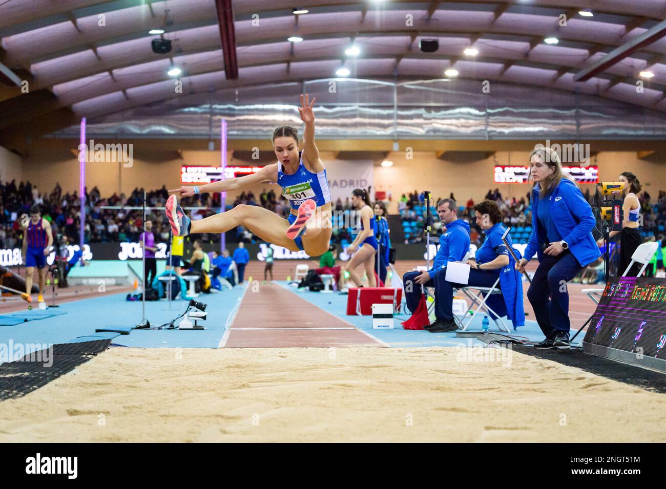 Madrid, Madrid, Spain. 18th Feb, 2023. Irati Mitxelena in the long jump ...