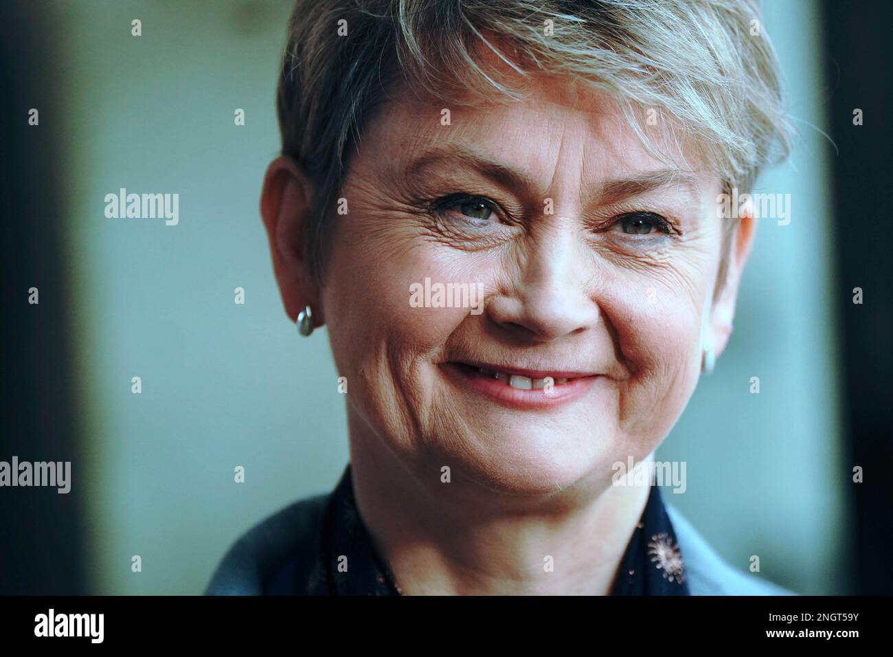 Shadow home secretary Yvette Cooper speaks to the media outside BBC ...