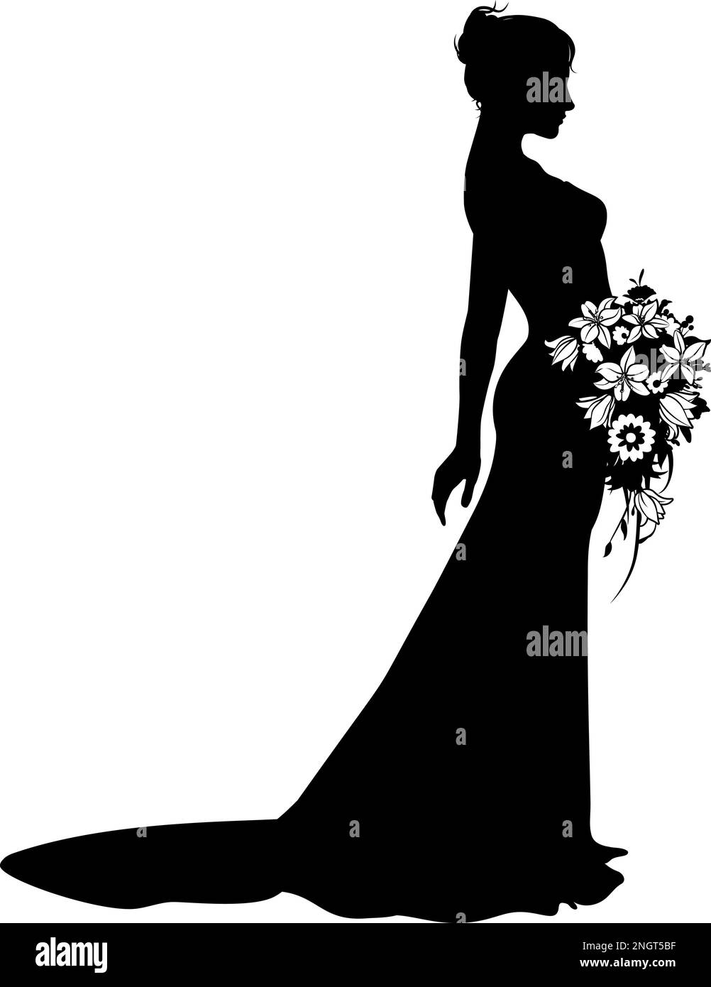 Bride Bridal Wedding Dress Silhouette Woman Design Stock Vector Image ...