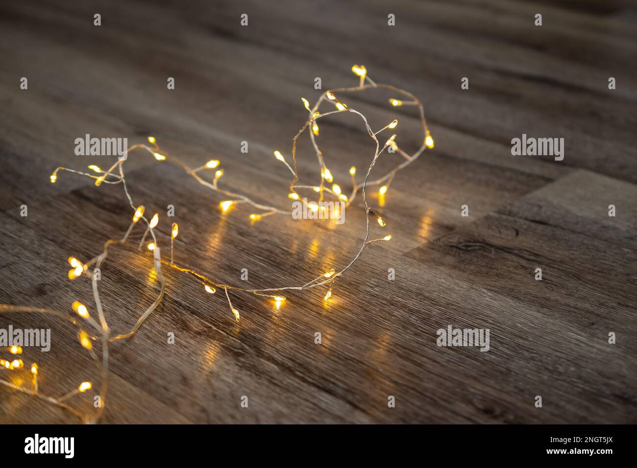 Garland Of Light Bulbs On Floor Close-Up And Shallow Depth Of Field ...