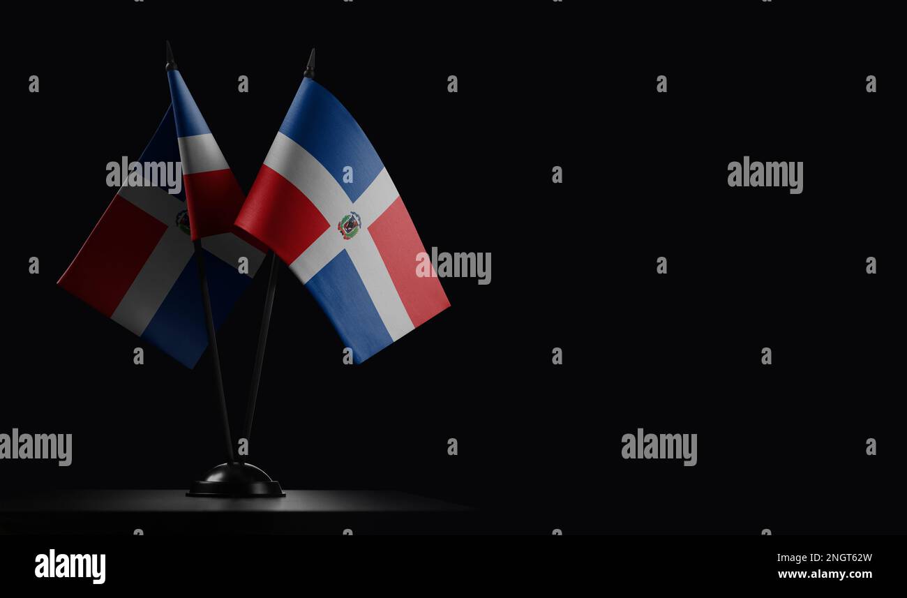 Small national flags of the Dominicana on a black background Stock ...