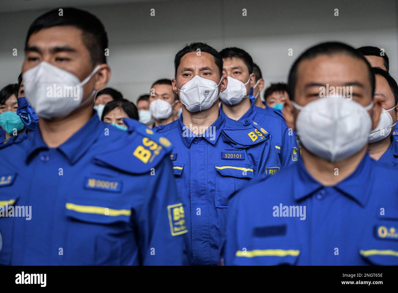 GUANGZHOU, CHINA - FEBRUARY 19, 2023 - Returning members of the Blue ...