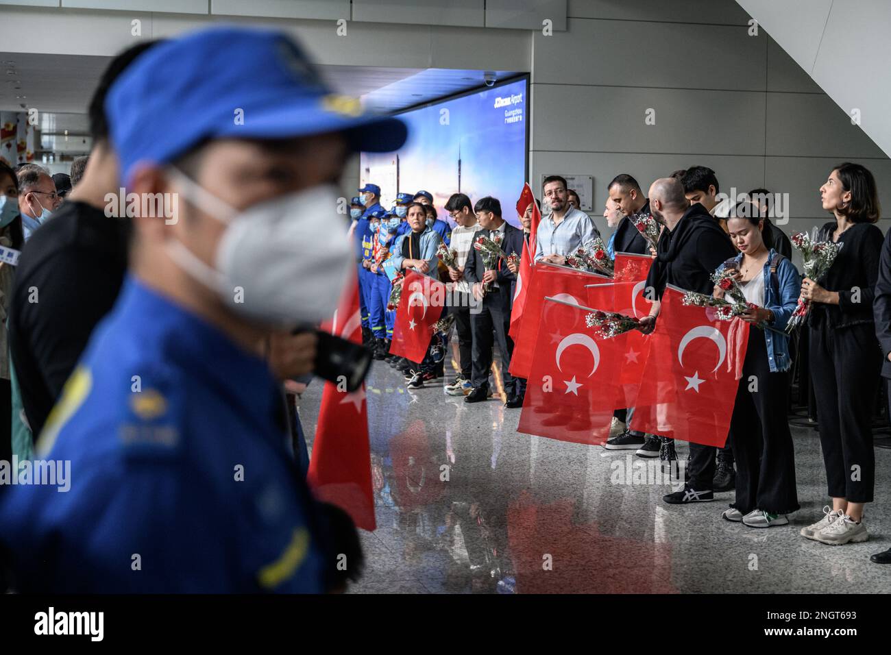 GUANGZHOU, CHINA - FEBRUARY 19, 2023 - Turkish residents greet rescue ...