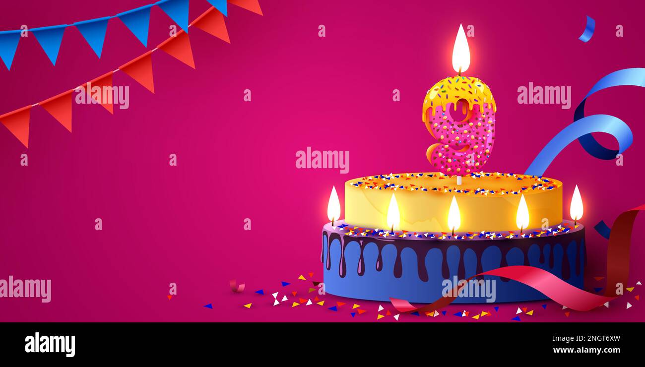 Birthday cake with 9 candles Stock Vector Images - Alamy