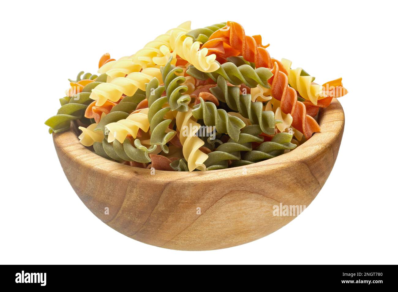 Raw tricolor fusilli or rotini pasta (traditional, tomato and spinach ...