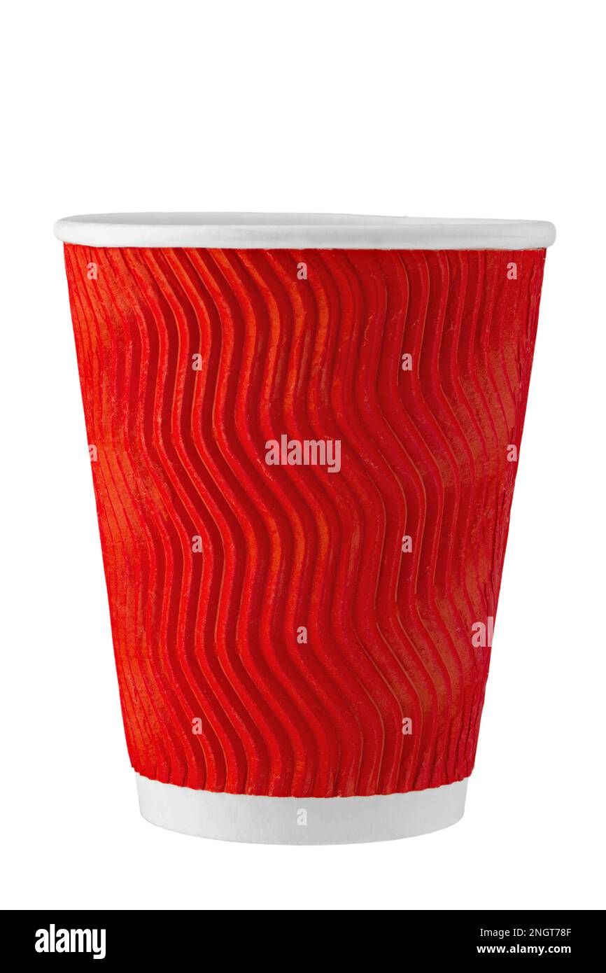 Disposable red paper cup for drinks isolated on white background. Paper ...