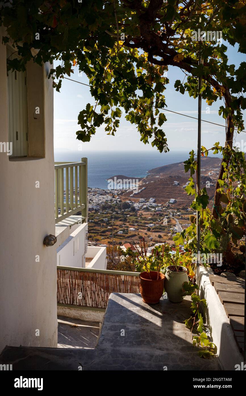 view typicaly greece mediteran plants sea serifos Stock Photo - Alamy
