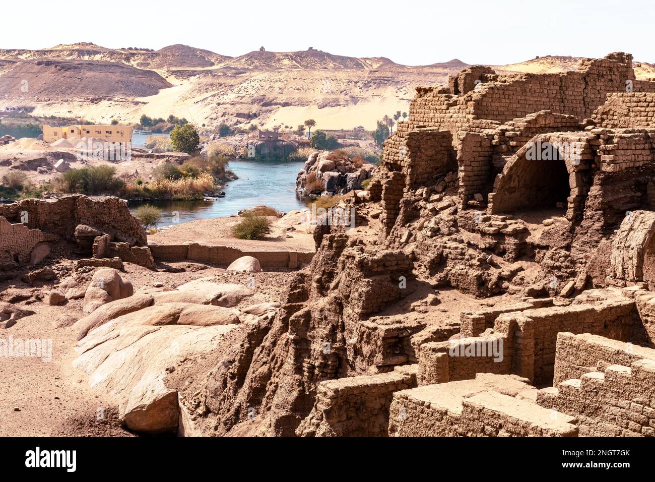 Aswan City Elephantine Island. Traditional Nubian Architecture. Aswan ...