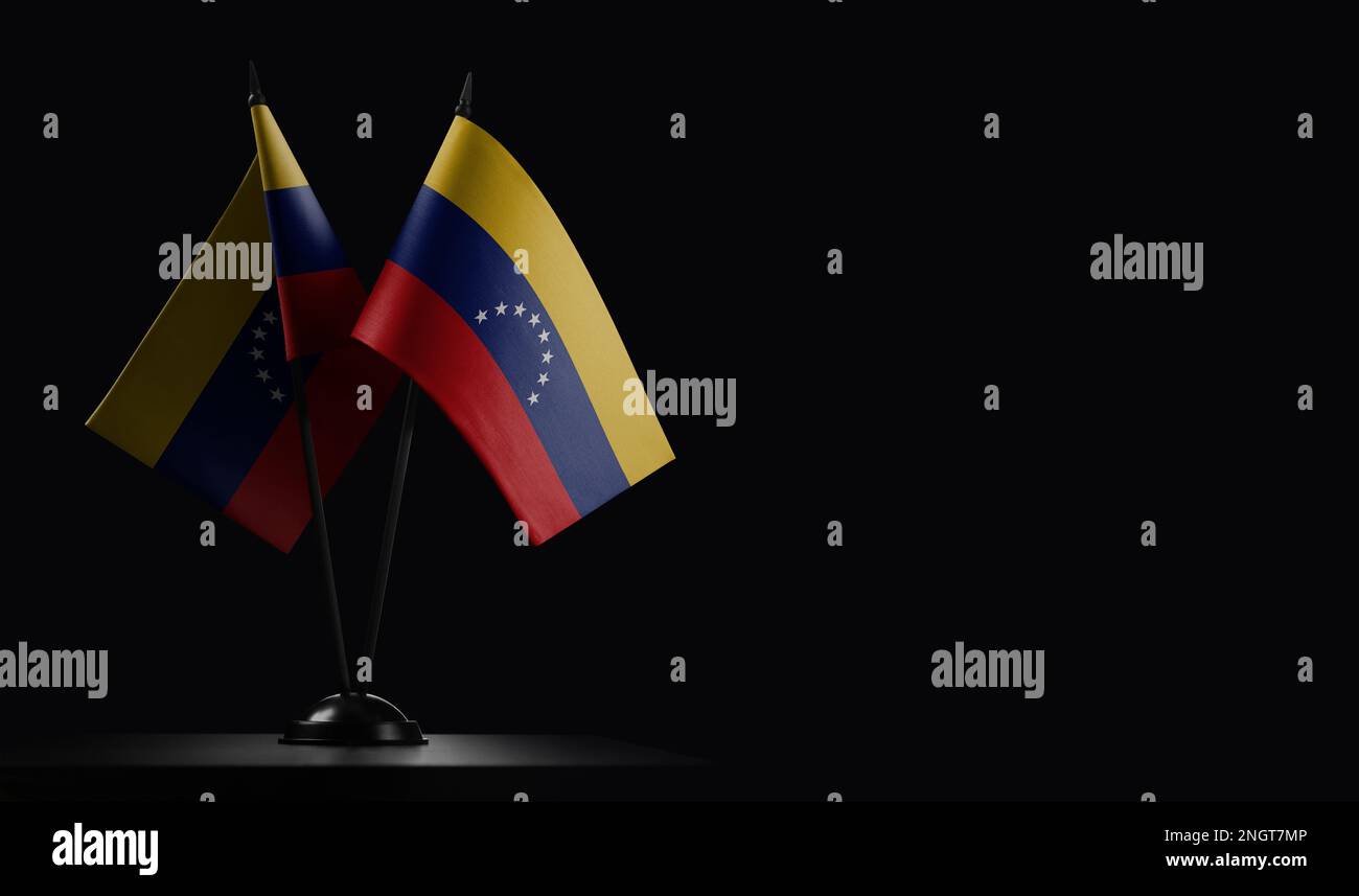 Small national flags of the Venezuela on a black background Stock Photo ...