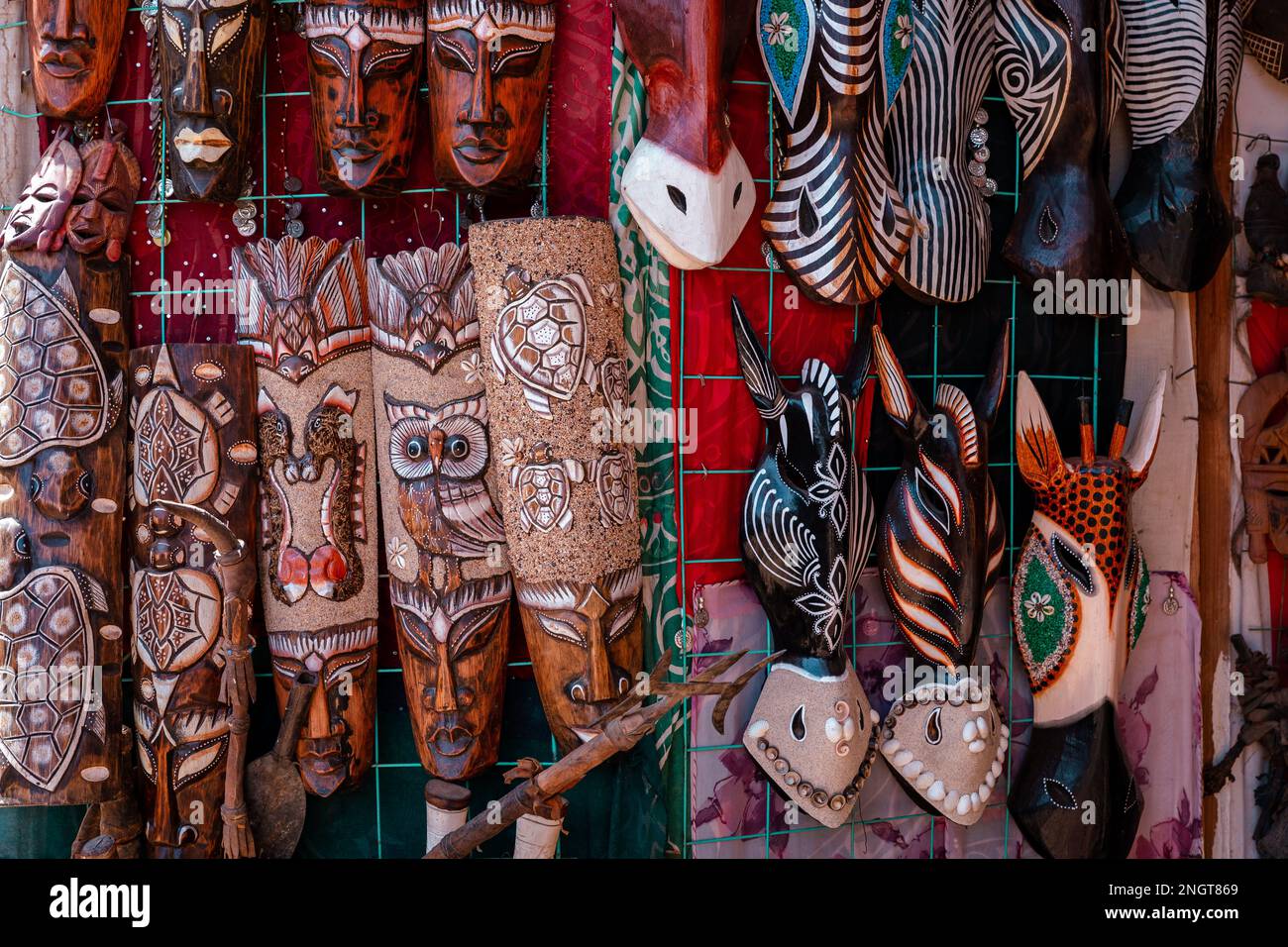 Variety of Traditional Nubian Animal Mask. Popular Souvenir. Oriental ...