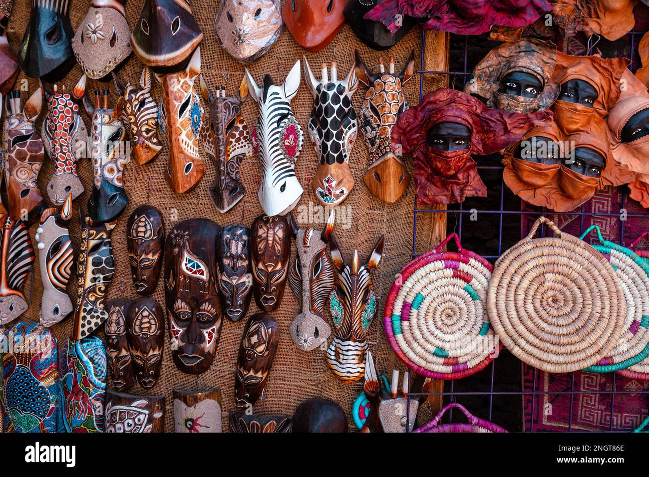 Variety of Traditional Nubian Animal Mask. Popular Souvenir. Oriental ...