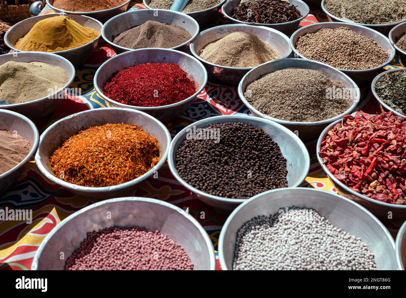 Variety of Spices and Arab Herbs at Traditional Oriental Bazaar at ...