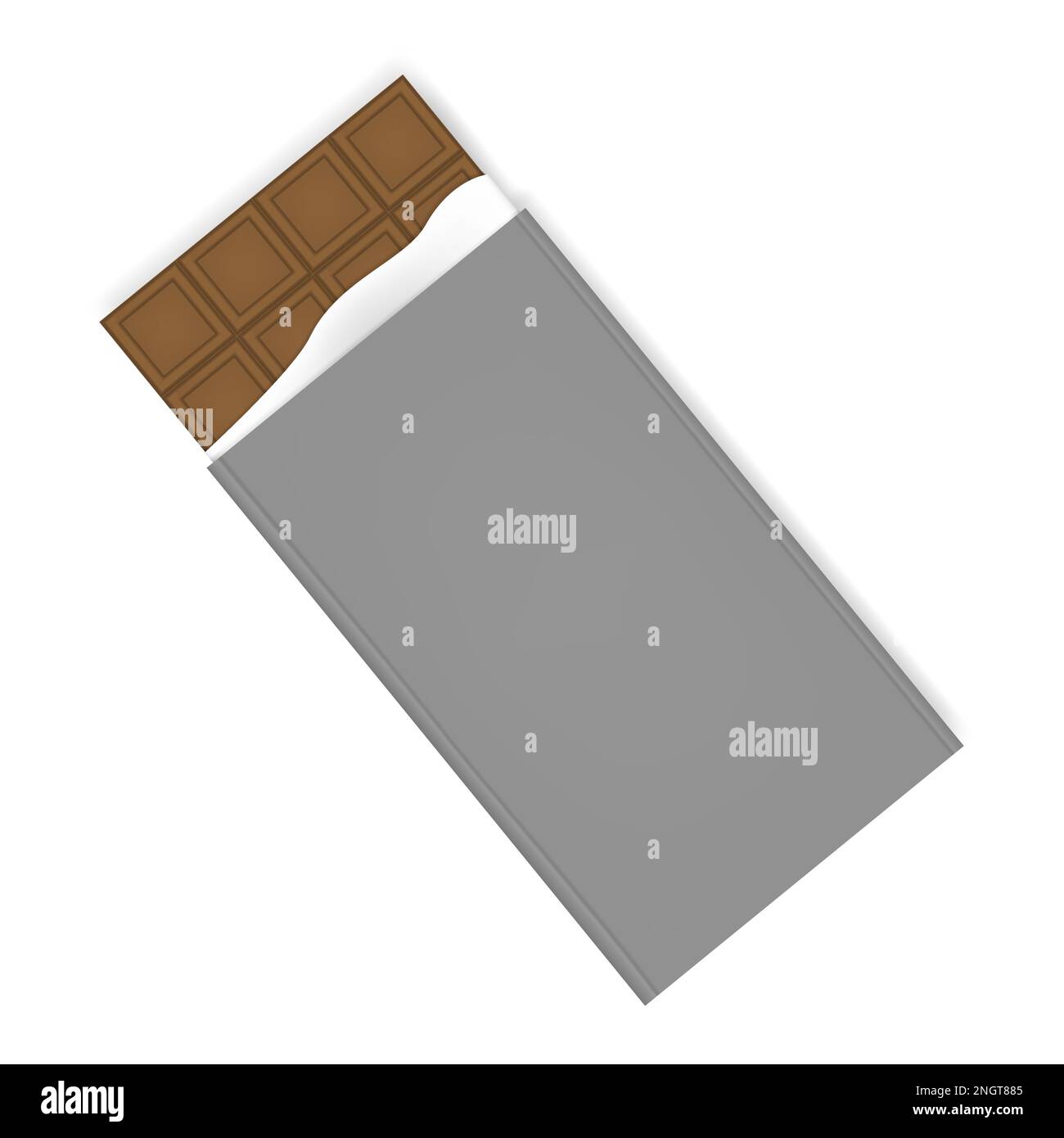 Chocolate bar in gray wrapper isolated on white background, vector ...