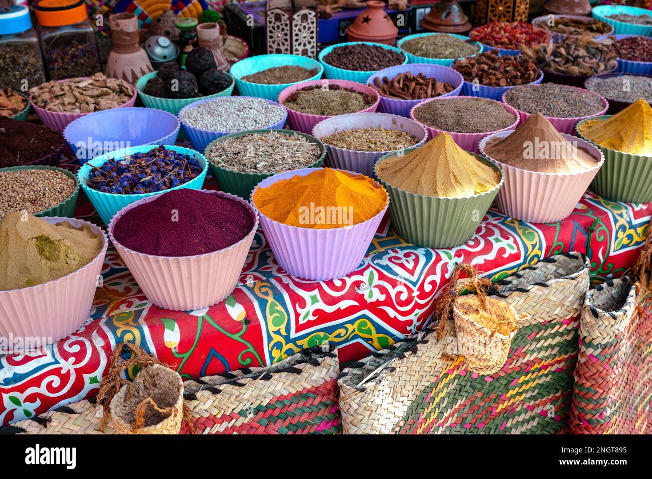 Variety of Spices and Arab Herbs at Traditional Oriental Bazaar at ...