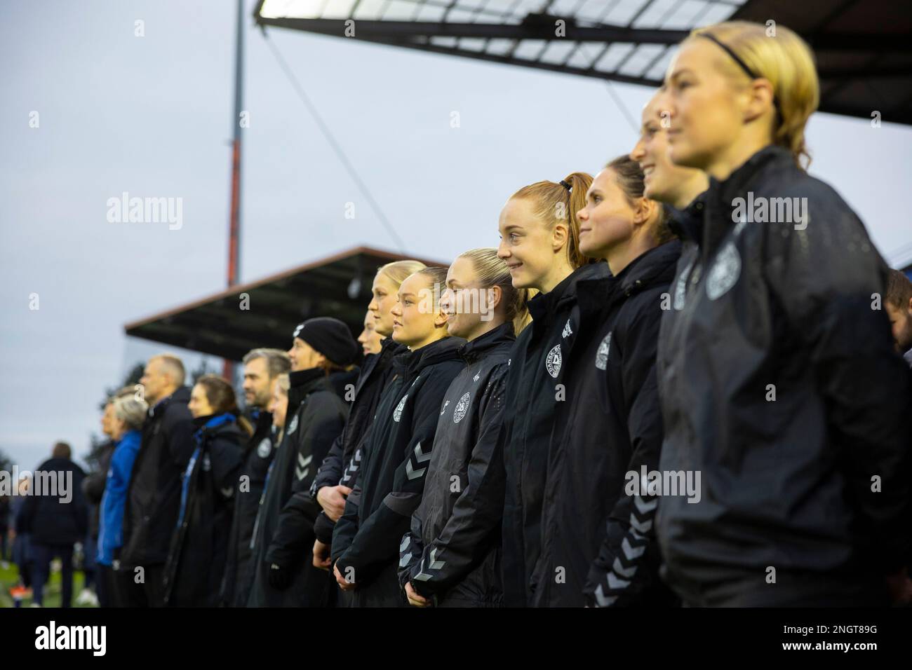 Laval, France, February 18th 2023: Players of Denmark line up for the ...