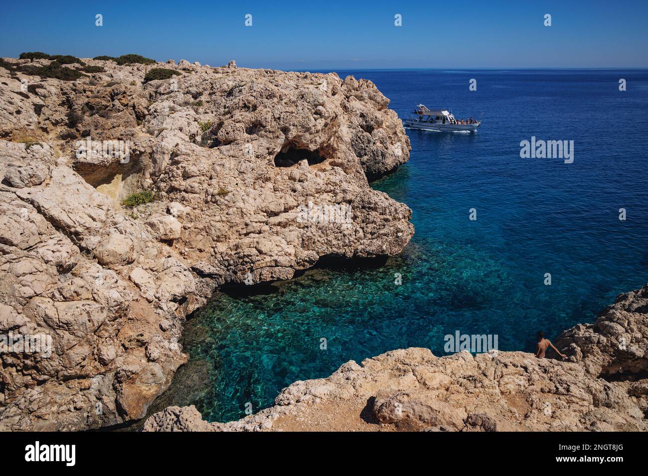 Mediterranean Sea shore in Cape Greco National Forest Park in Cyprus ...