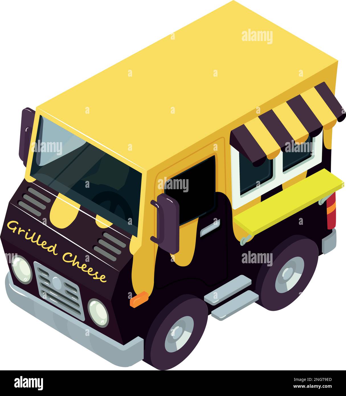 Grilled cheese icon isometric vector. Vehicle selling grilled cheese in ...