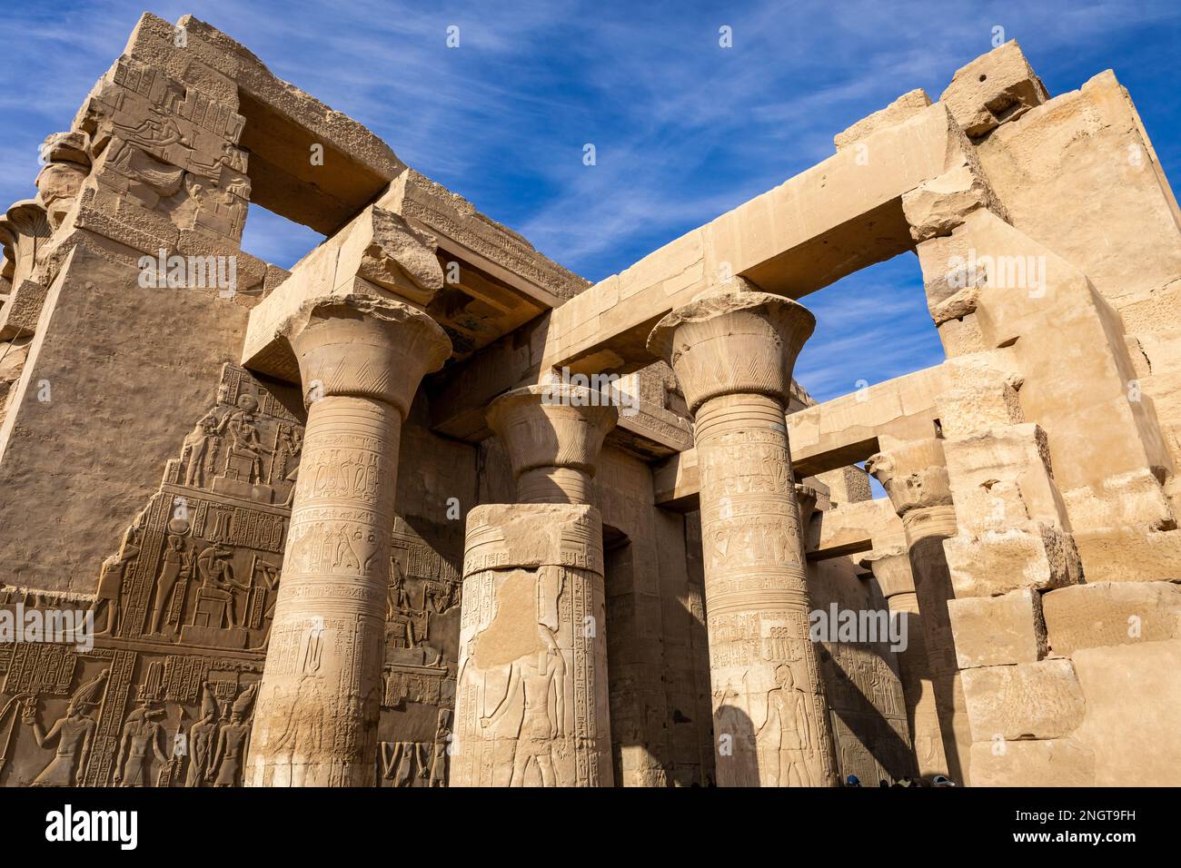 Temple of Kom Ombo Decorated with Hieroglyphics. Kom Ombo in Aswan ...