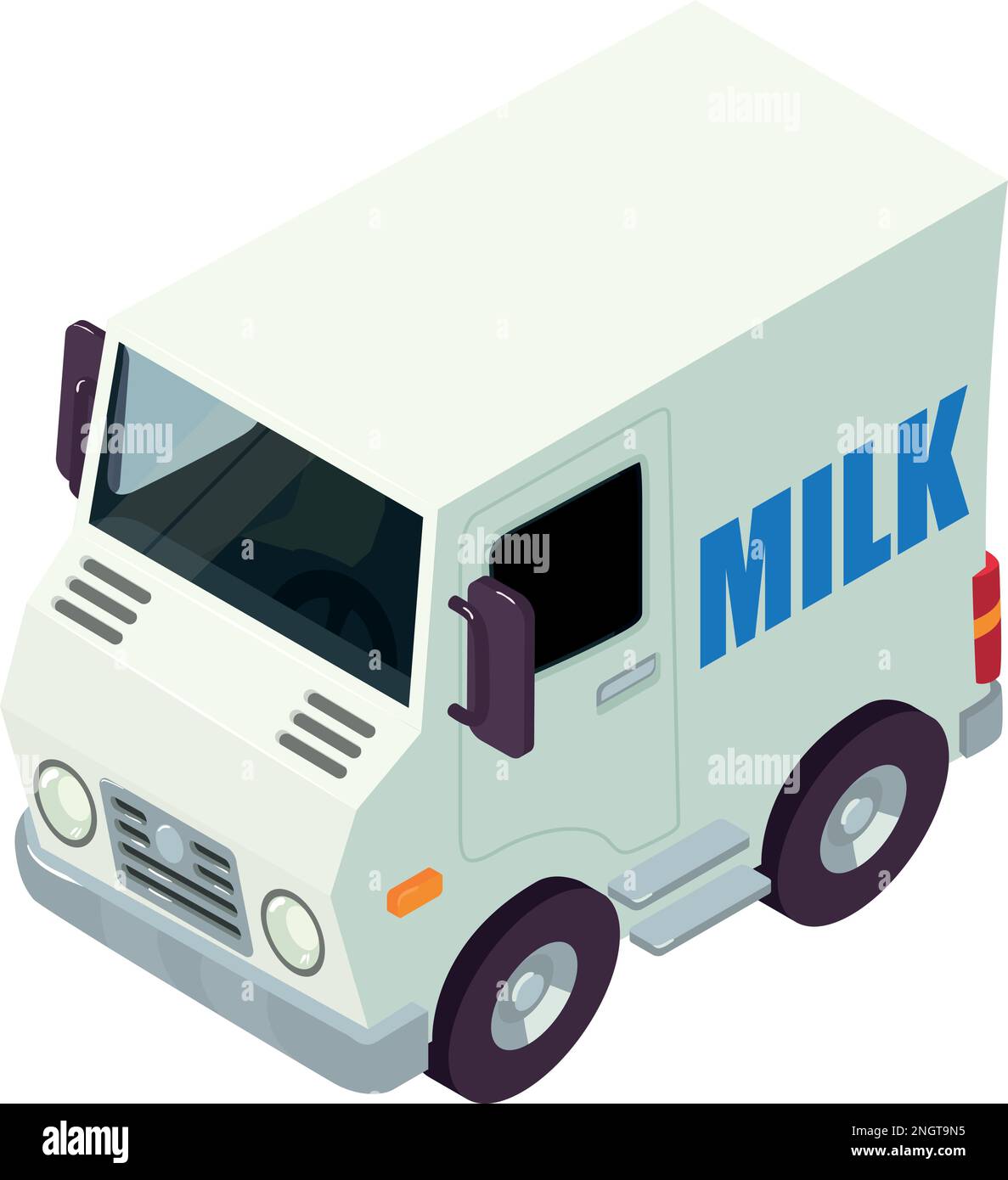 Milk delivery icon isometric vector. Milk delivery service truck with dairy logo. Food concept ...