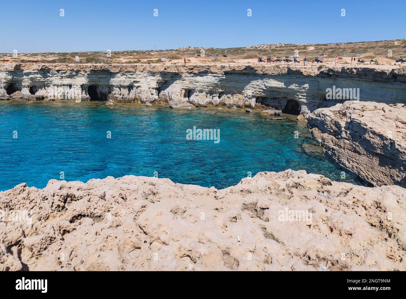 Famous Sea Caves in Cape Greco National Forest Park in Cyprus Stock ...