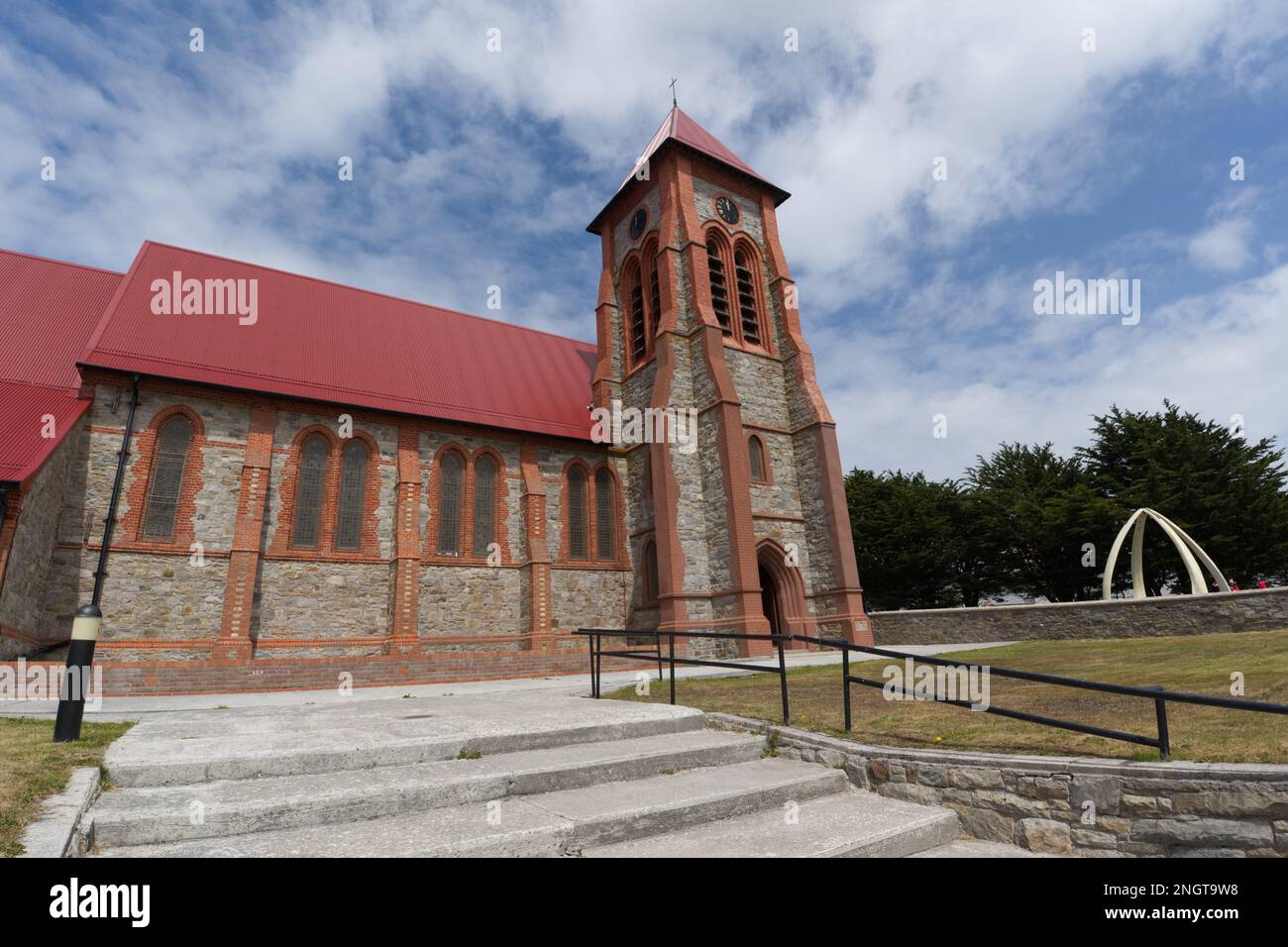 Christ Church Cathedral and whalebone arch - Stanley Stock Photo - Alamy