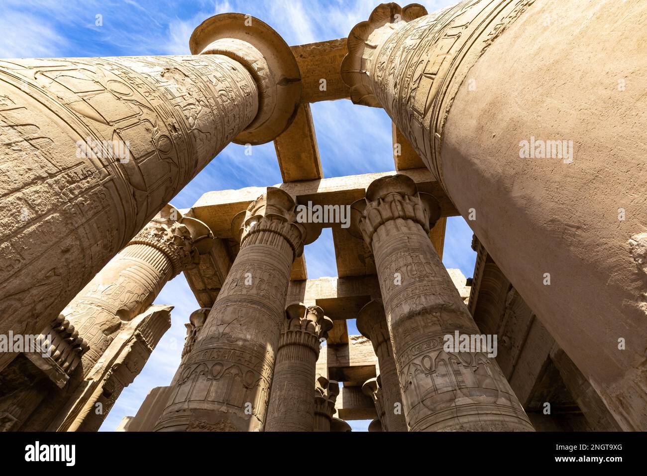 Temple of Kom Ombo Decorated with Hieroglyphics. Kom Ombo in Aswan ...