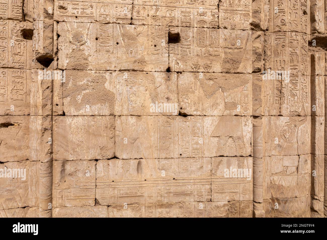 Edfu Horus Temple Walls Decorated with Reliefs of Ancient Egyptian Gods ...