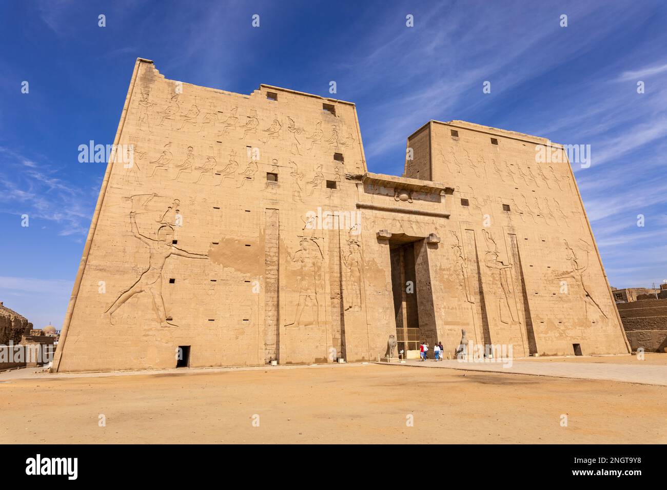 Edfu Horus Temple Walls Decorated with Reliefs of Ancient Egyptian Gods ...