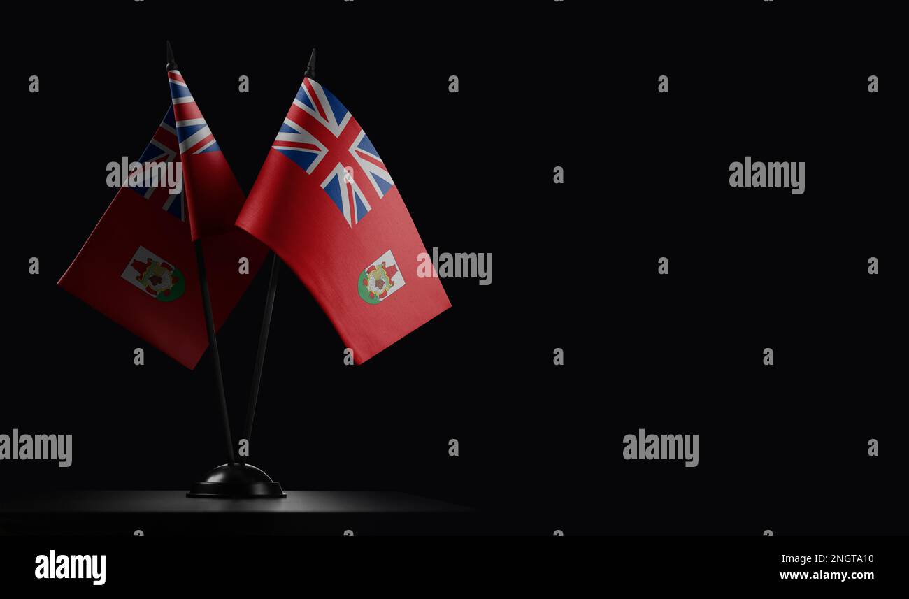 Small national flags of the Bermuda on a black background Stock Photo ...
