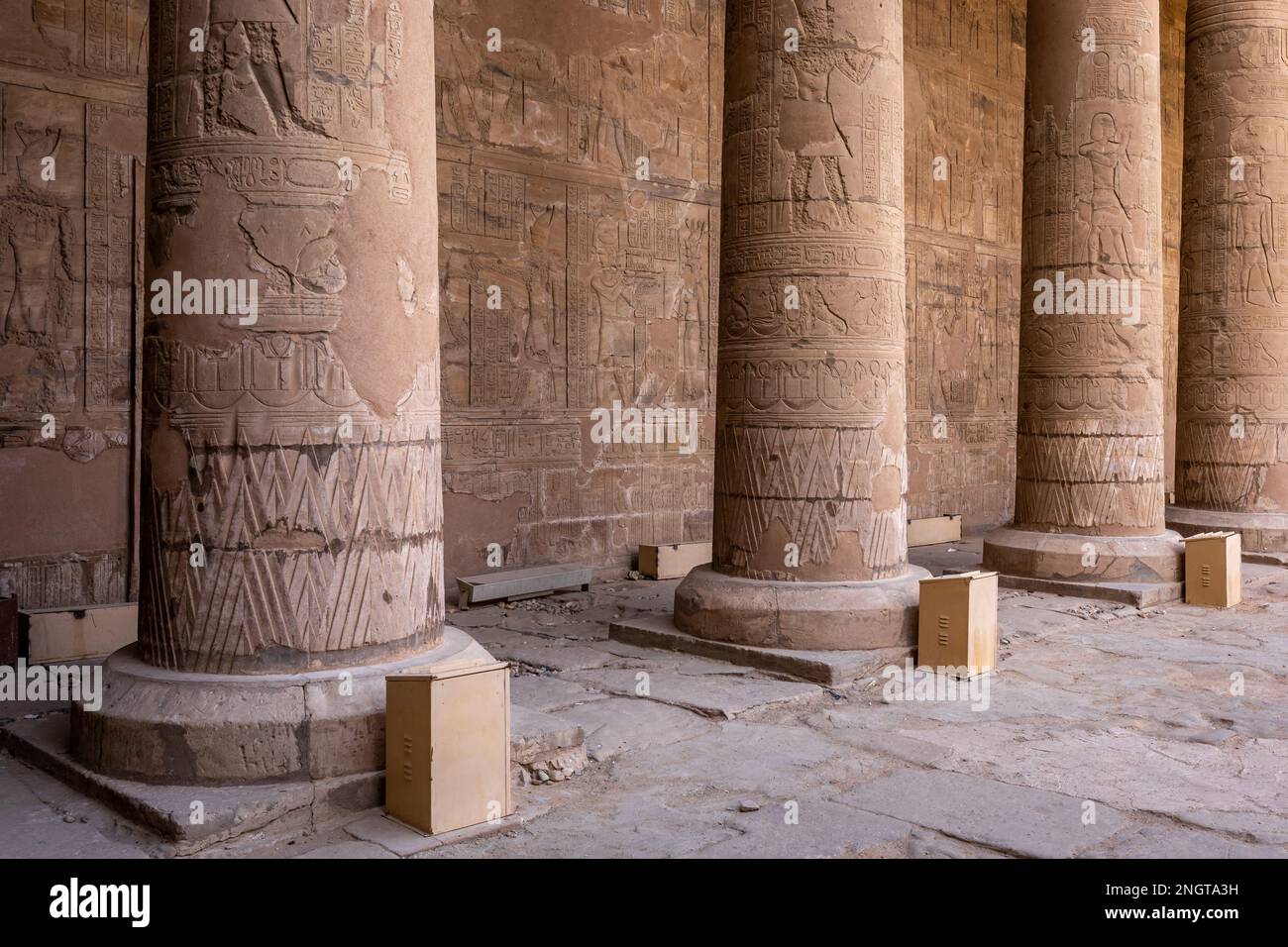 Edfu Horus Temple Walls Decorated with Reliefs of Ancient Egyptian Gods ...