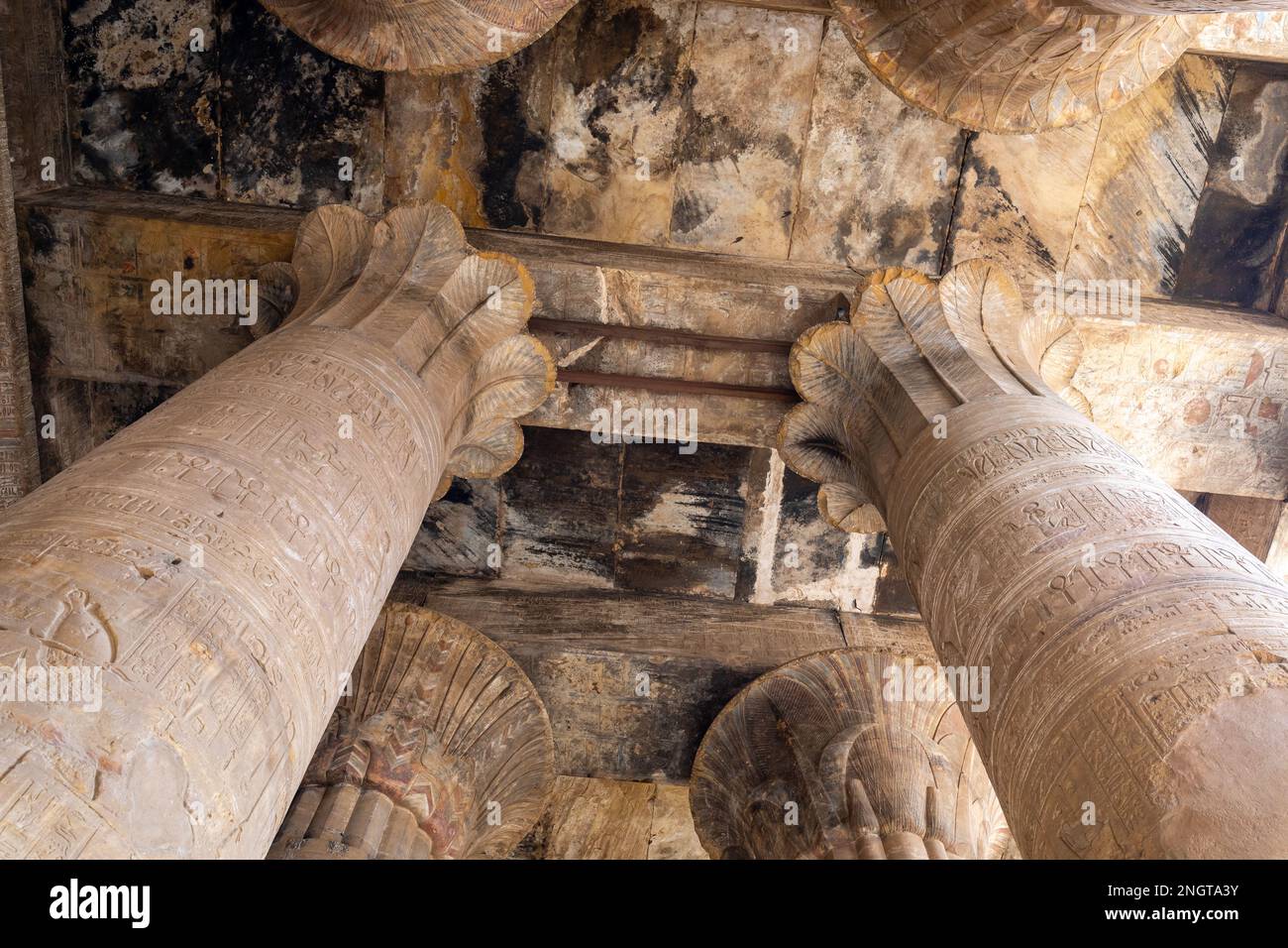 Edfu Horus Temple Walls Decorated with Reliefs of Ancient Egyptian Gods ...