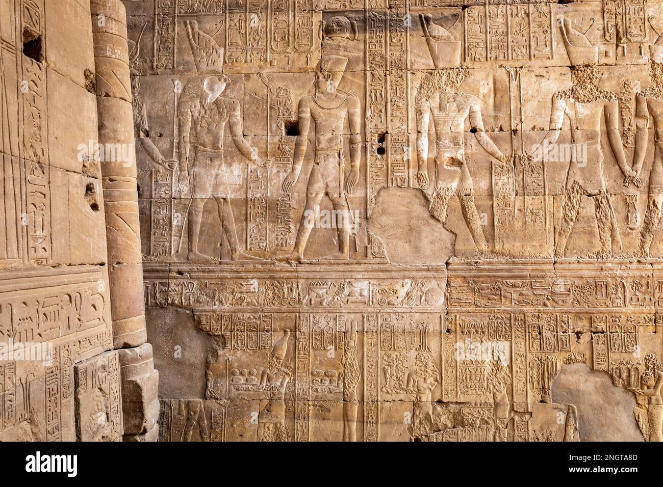 Edfu Horus Temple Walls Decorated with Reliefs of Ancient Egyptian Gods ...