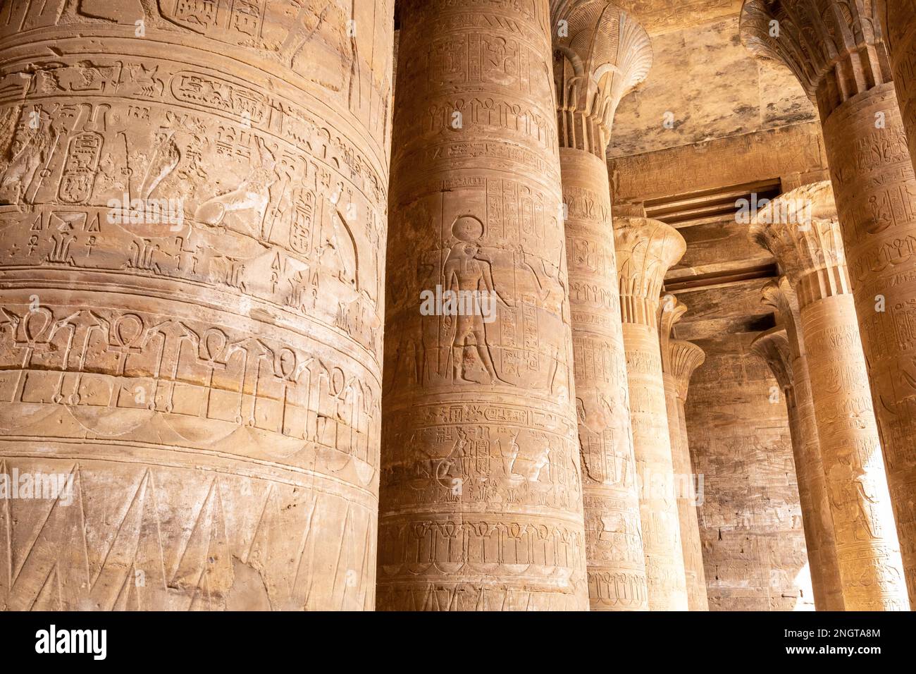 Edfu Horus Temple Walls Decorated with Reliefs of Ancient Egyptian Gods ...