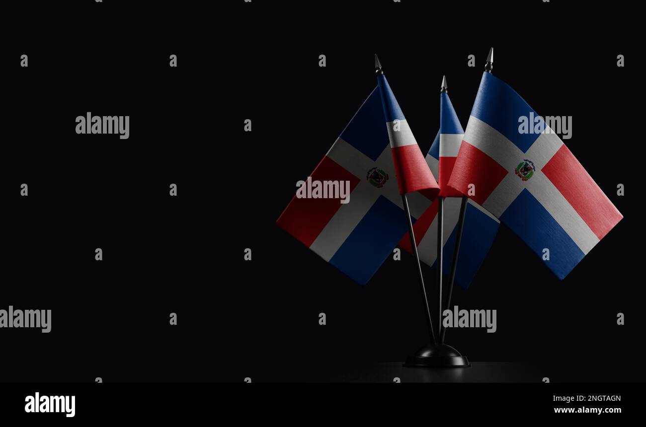 Small national flags of the Dominicana on a black background Stock ...