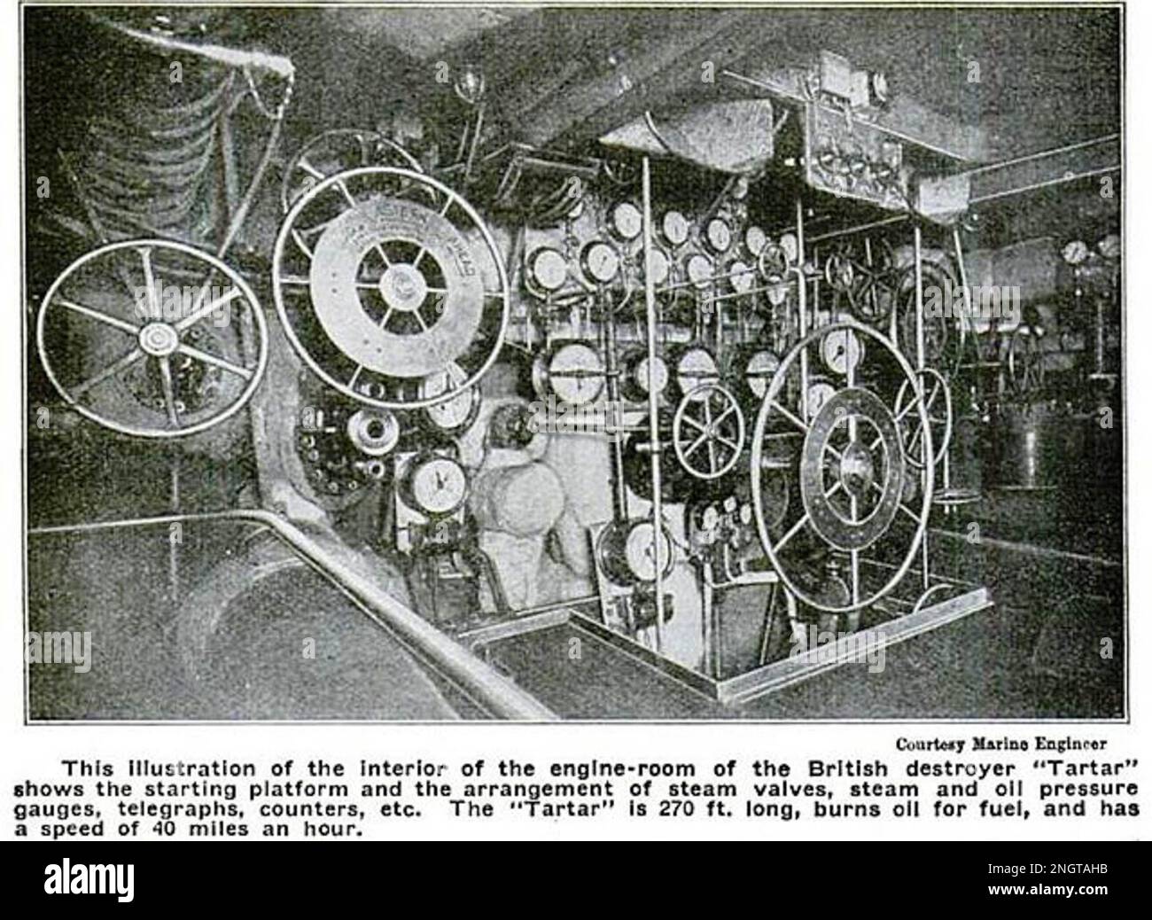 Engine room of British destroyer HMS Tartar Stock Photo - Alamy