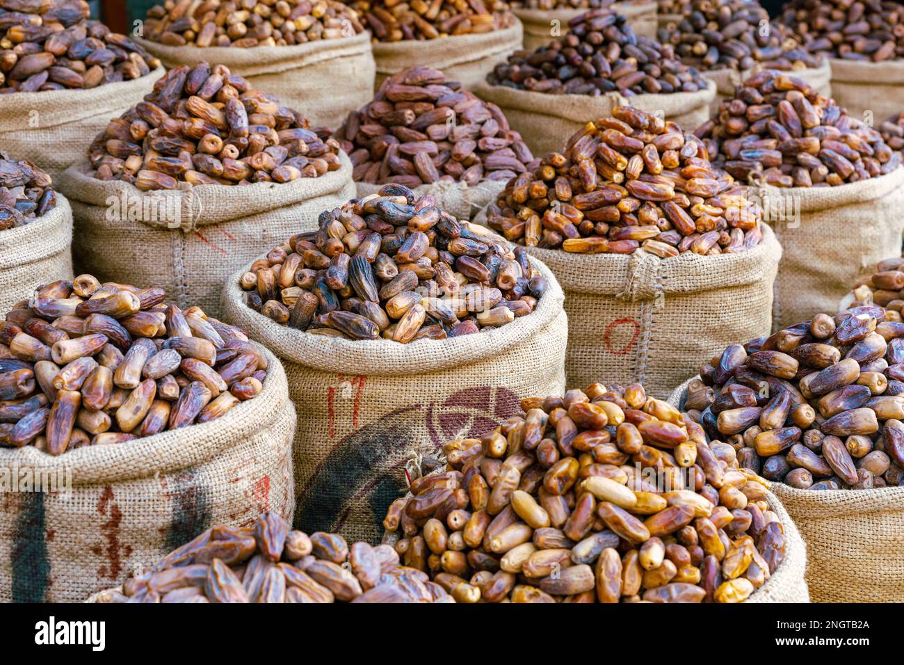 Delicious fresh organic dates in a market in Aswan, Egypt Stock Photo ...