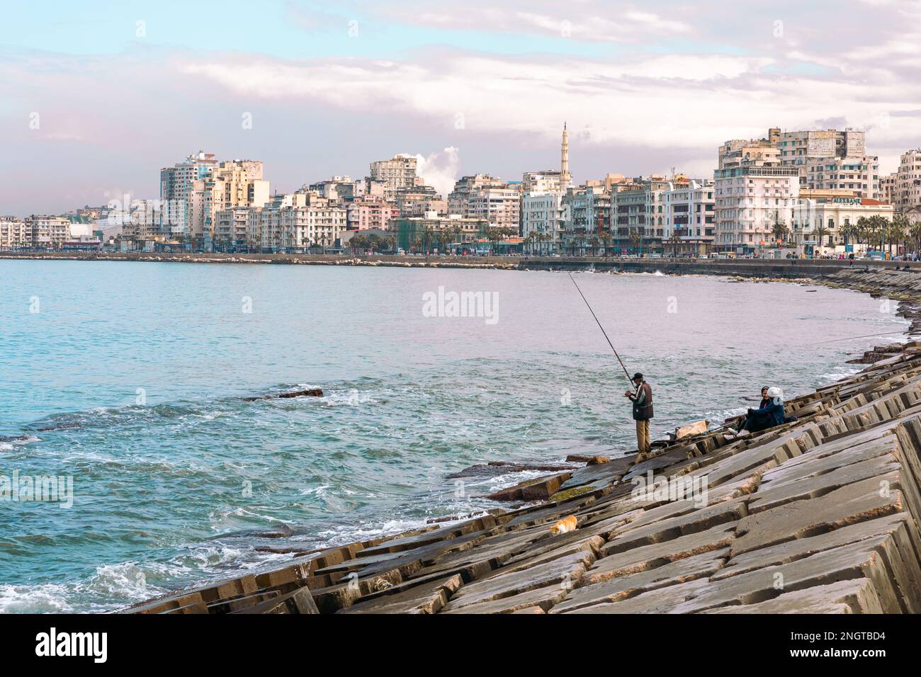 Corniche of Alexandria, the seconds largest city in Egypt. Traditional ...