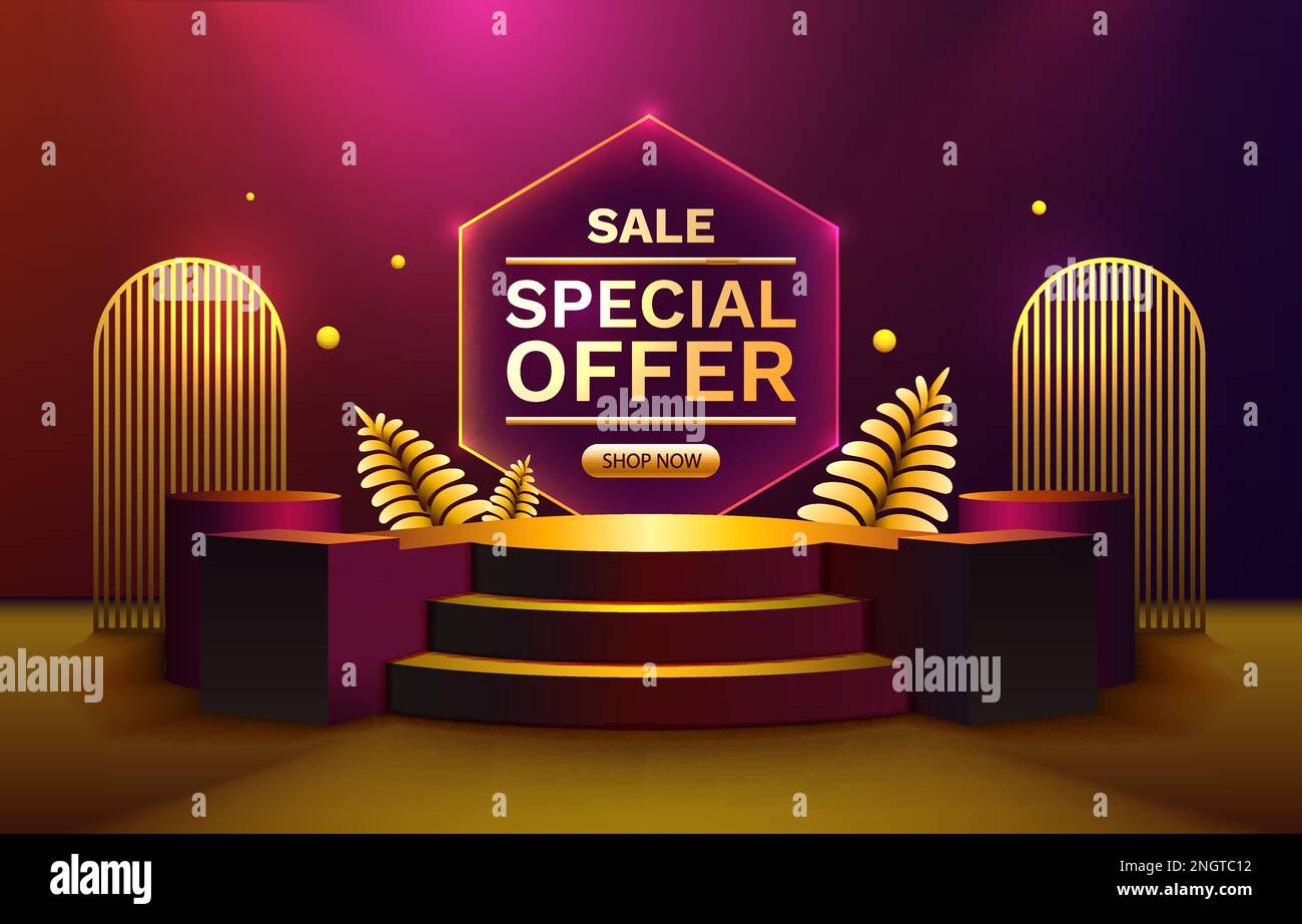 Mega sale special offer, Stage podium percent, Stage Podium Scene with ...